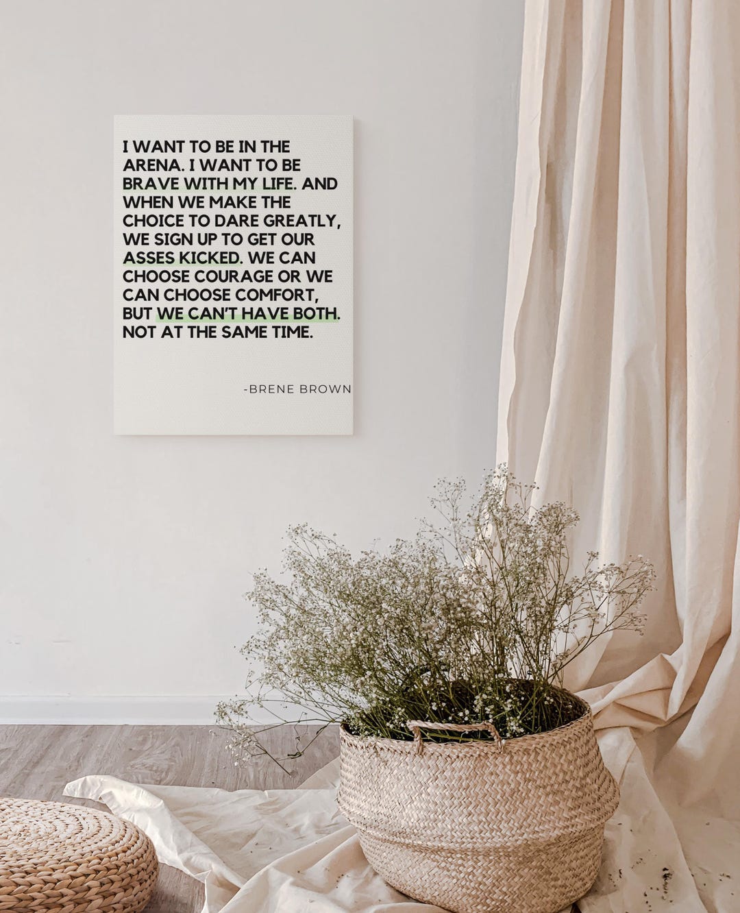 Dare Greatly Be in the Arena Quote by Brené Brown, Canvas Print, Wall ...