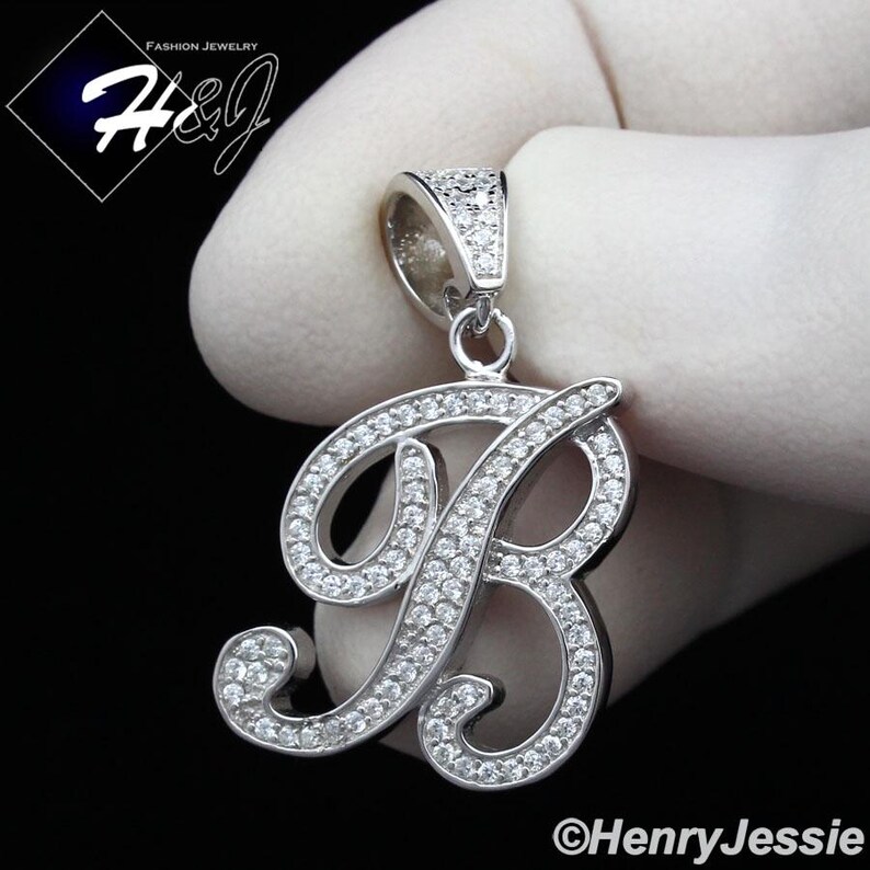 925 Sterling Silver Bling CZ 26 Initial Letters Pendant*s175 With FREE ...
