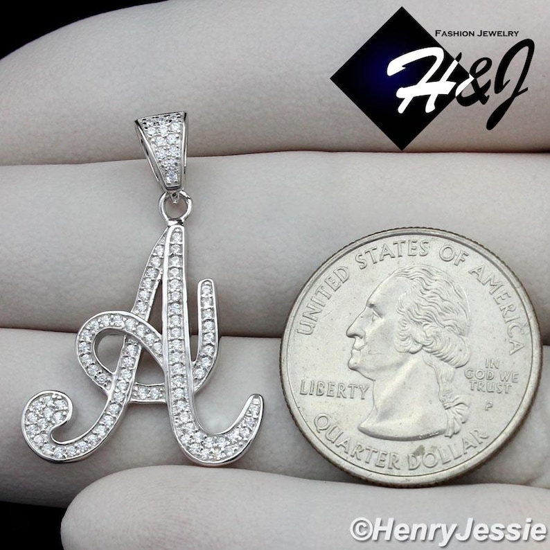 925 Sterling Silver Bling CZ 26 Initial Letters Pendant*s175 With FREE ...