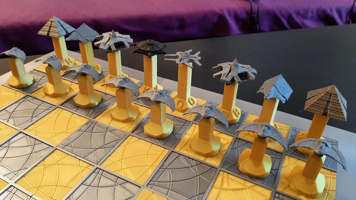Stargate Chess | 3D Printed Chess Pieces & Board | DIY Sci-fi Chess Set ...