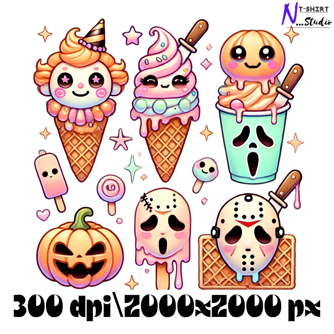 Horror Movie Summer Popsicle PNG, Summerween Ice Cream Sublimation ...