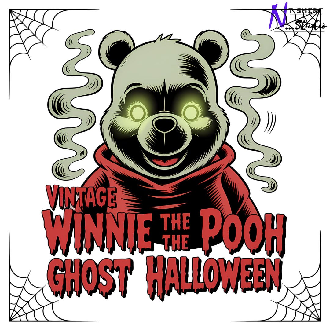 Vintage Winnie the Pooh Halloween PNG, Ghost Horror Pooh Clipart, Scary ...