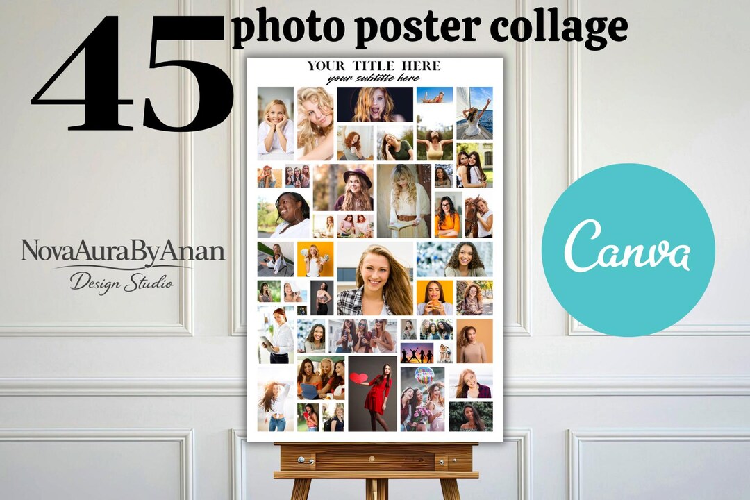 45 Picture Collage Poster Template | Vision Board | Canva Printable ...