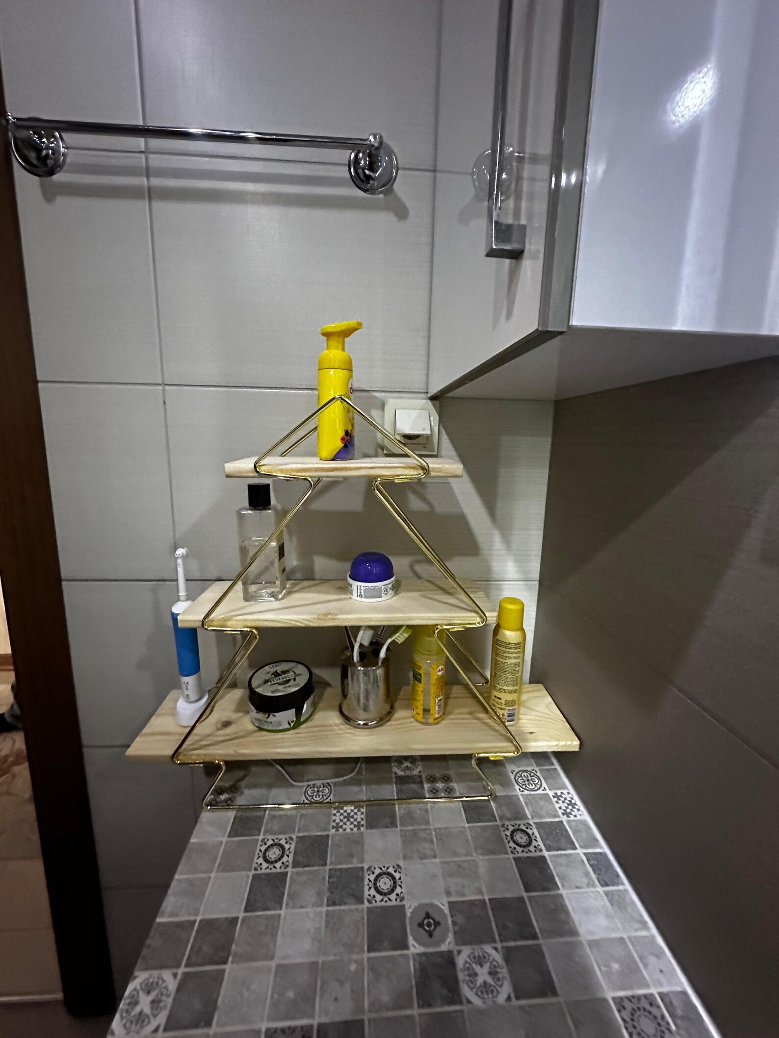 Prism Design Large Wall Shelf , Gold Coated for Kitchen and Bathroom ...