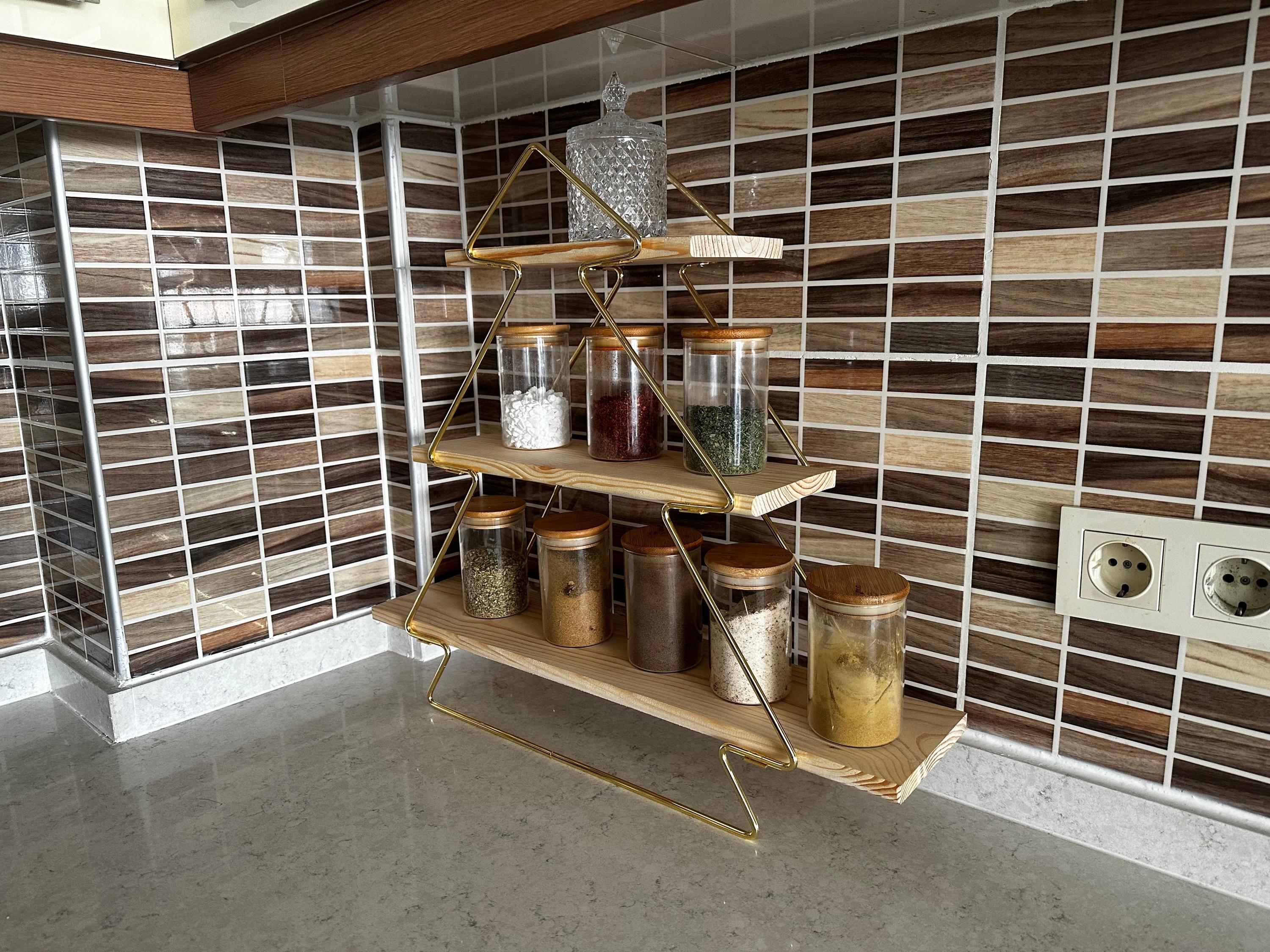 Prism Design Large Wall Shelf , Gold Coated for Kitchen and Bathroom ...