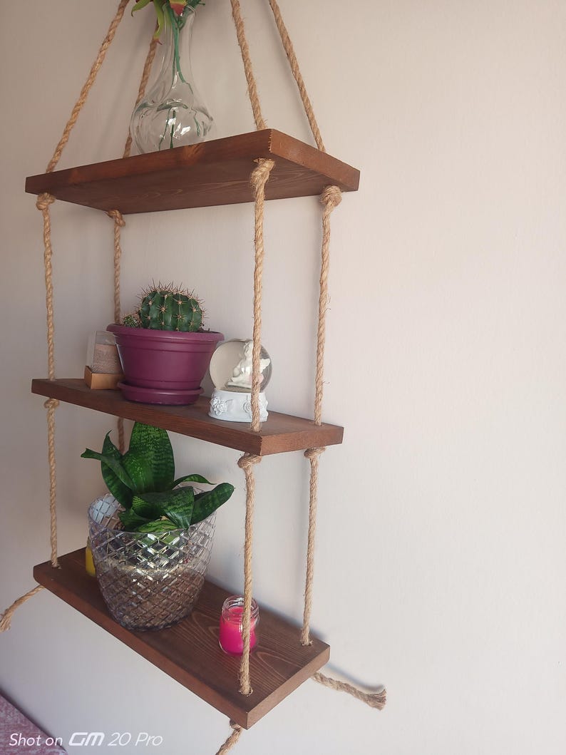 Wall-mounted Floating Shelf, Rope Rackwall Shelf, Wall Hanging, Rope ...