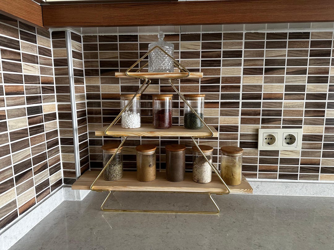 Prism Design Large Wall Shelf , Gold Coated for Kitchen and Bathroom ...