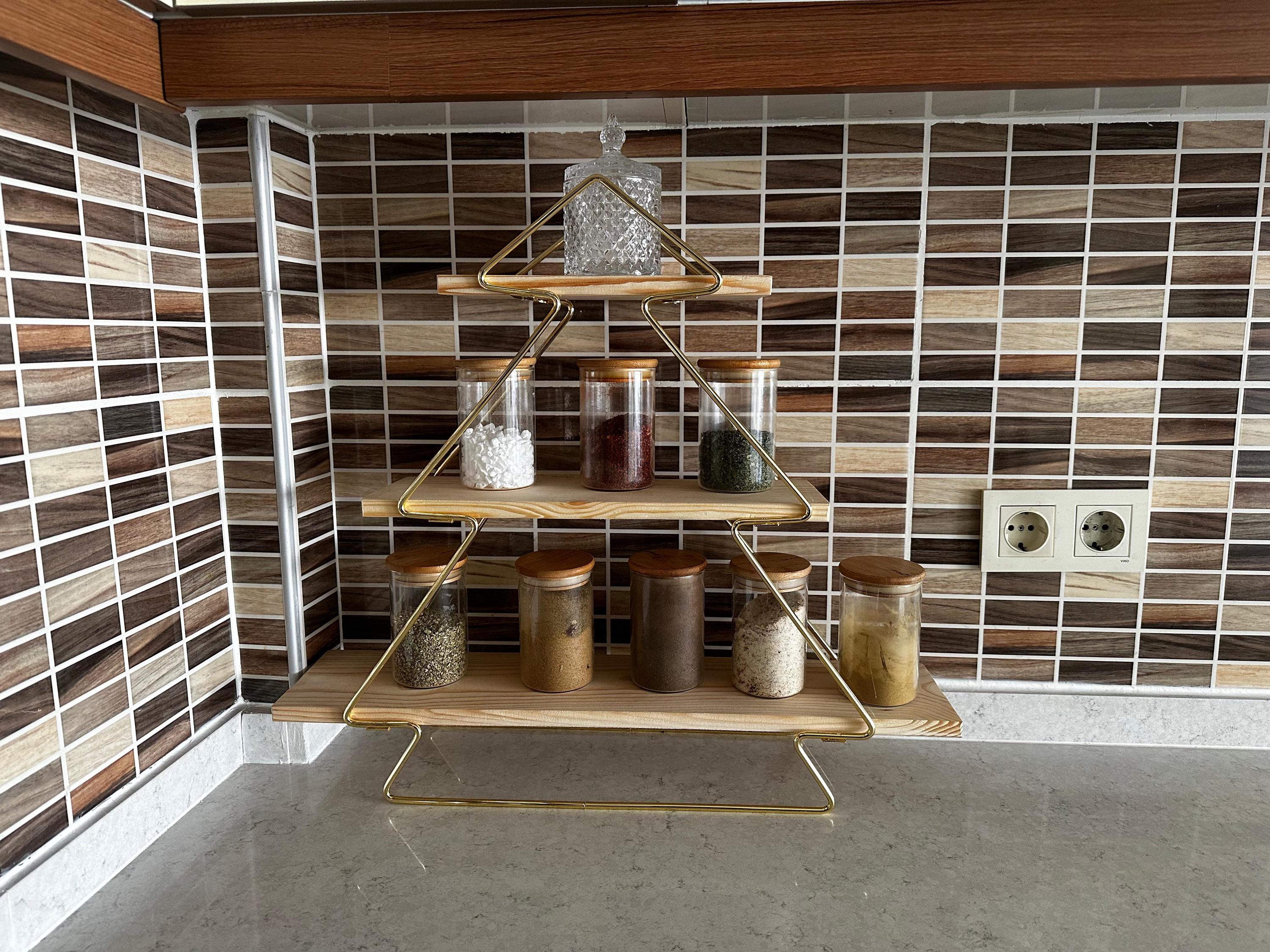 Prism Design Large Wall Shelf , Gold Coated for Kitchen and Bathroom ...