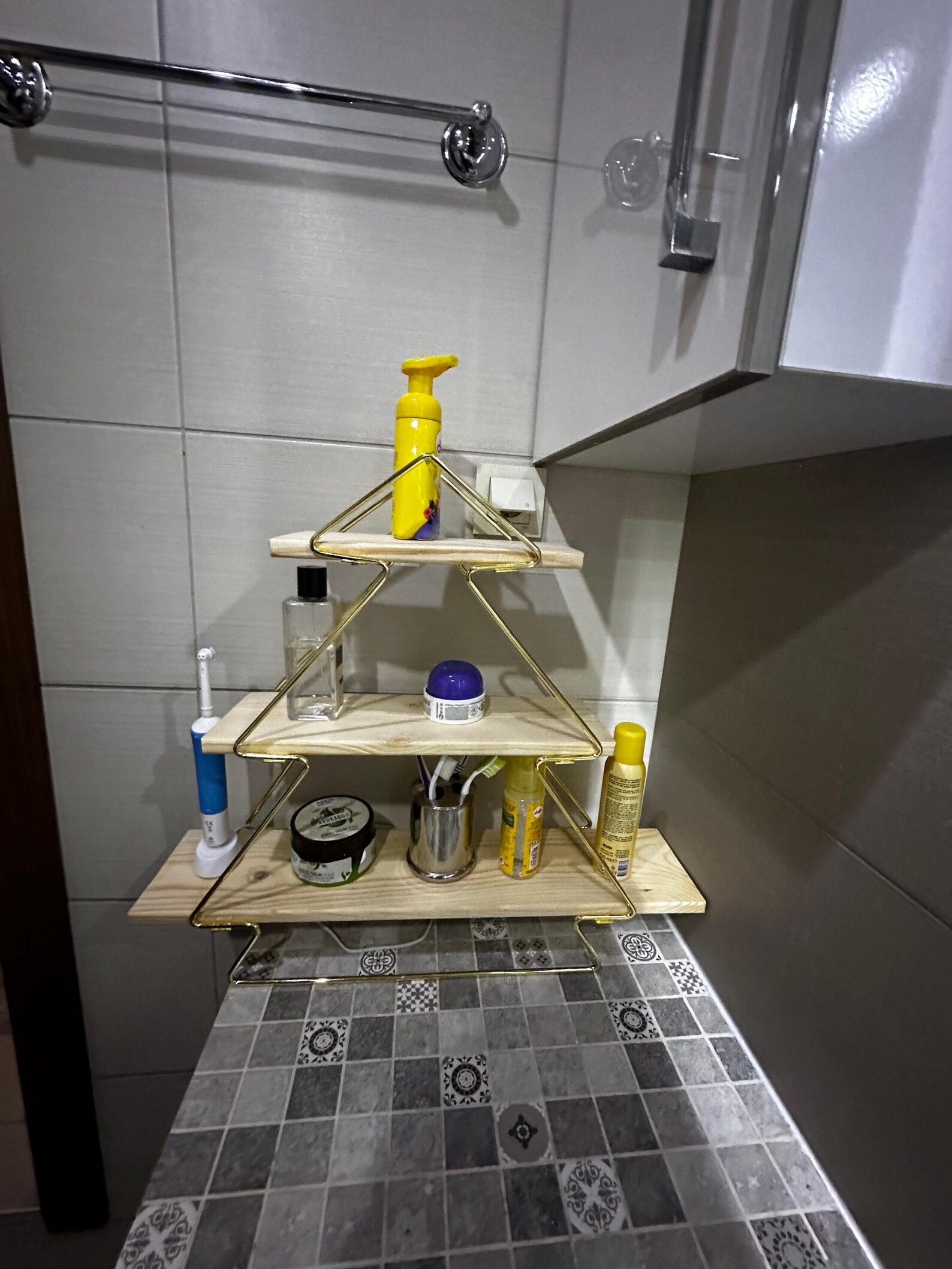 Prism Design Large Wall Shelf , Gold Coated for Kitchen and Bathroom ...