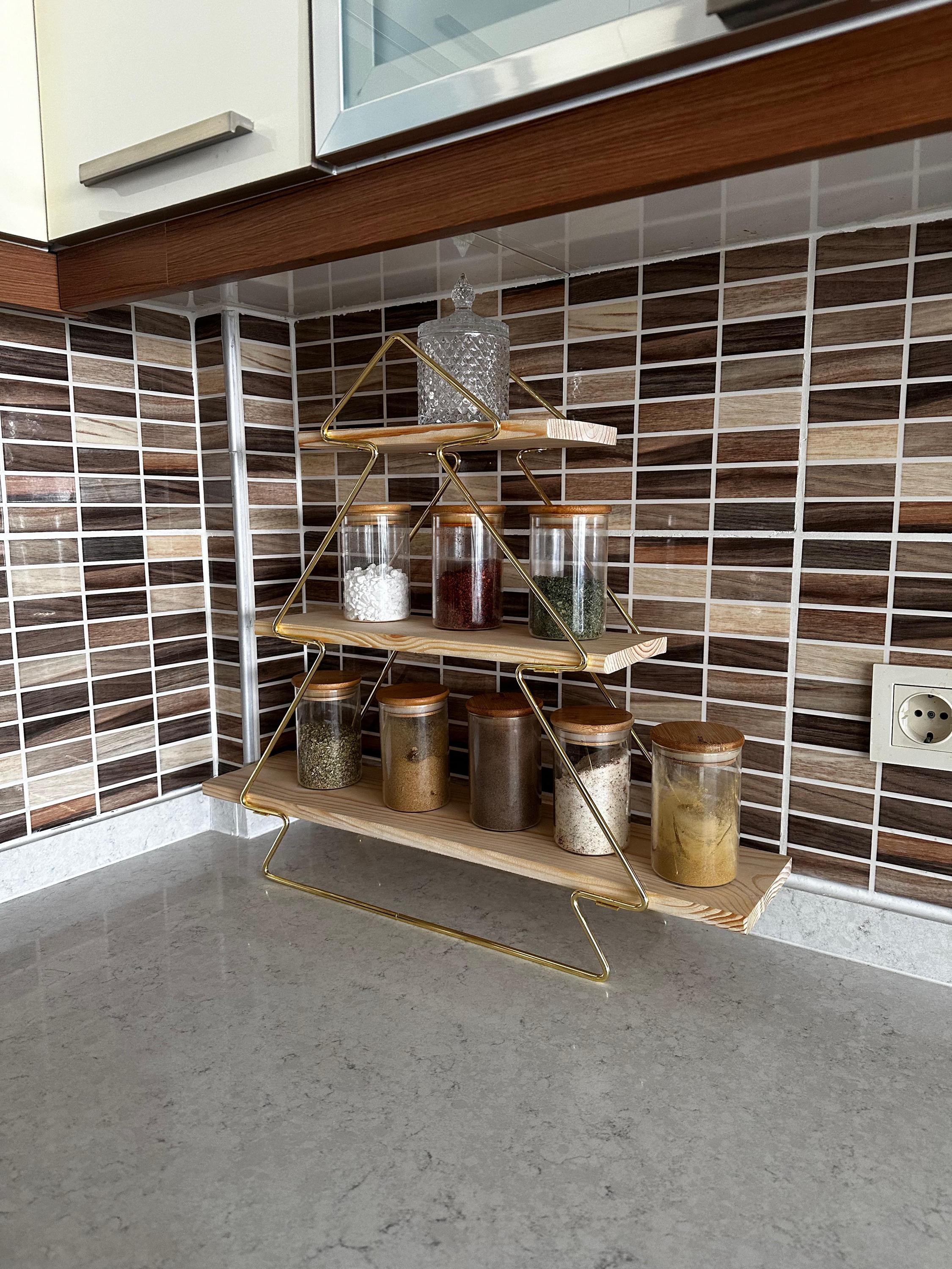 Prism Design Large Wall Shelf , Gold Coated for Kitchen and Bathroom ...