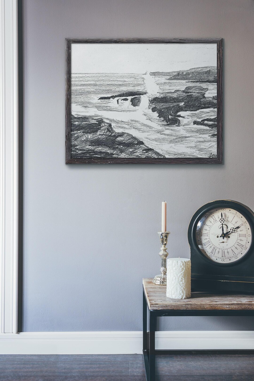 Seascape Sketch // Pencil Sketch Art Print of Ocean Wave by Vancouver ...