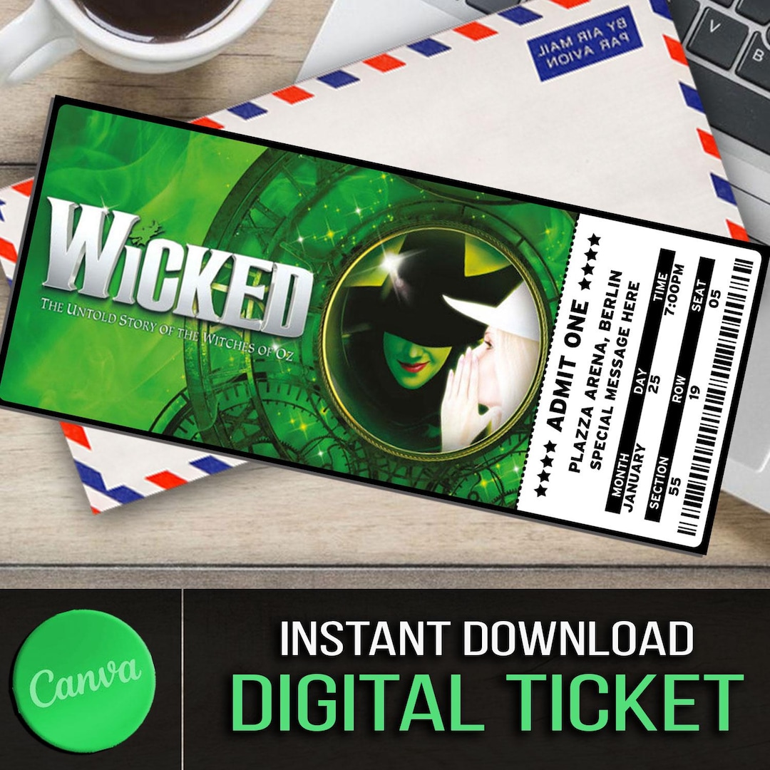 Printable WICKED Broadway Surprise Ticket, WICKED Musical Collectible ...