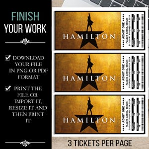 Printable HAMILTON Broadway West End Surprise Ticket Editable Musical Theater Faux Event ...