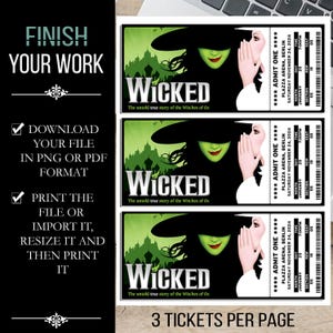 Printable Wicked Musical Theatre Ticket, Personalized Gift Reveal ...