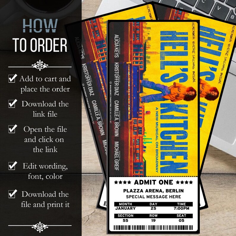 Hell's Kitchen Musical Ticket: Broadway Souvenir Keepsake (canva ...