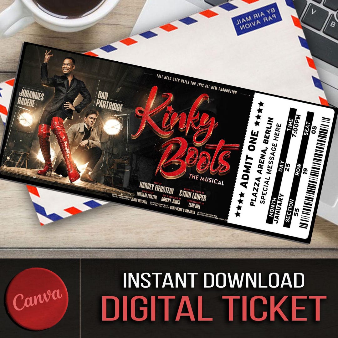 Printable Kinky Boots Broadway Ticket, Editable Theater Gift (digital ...