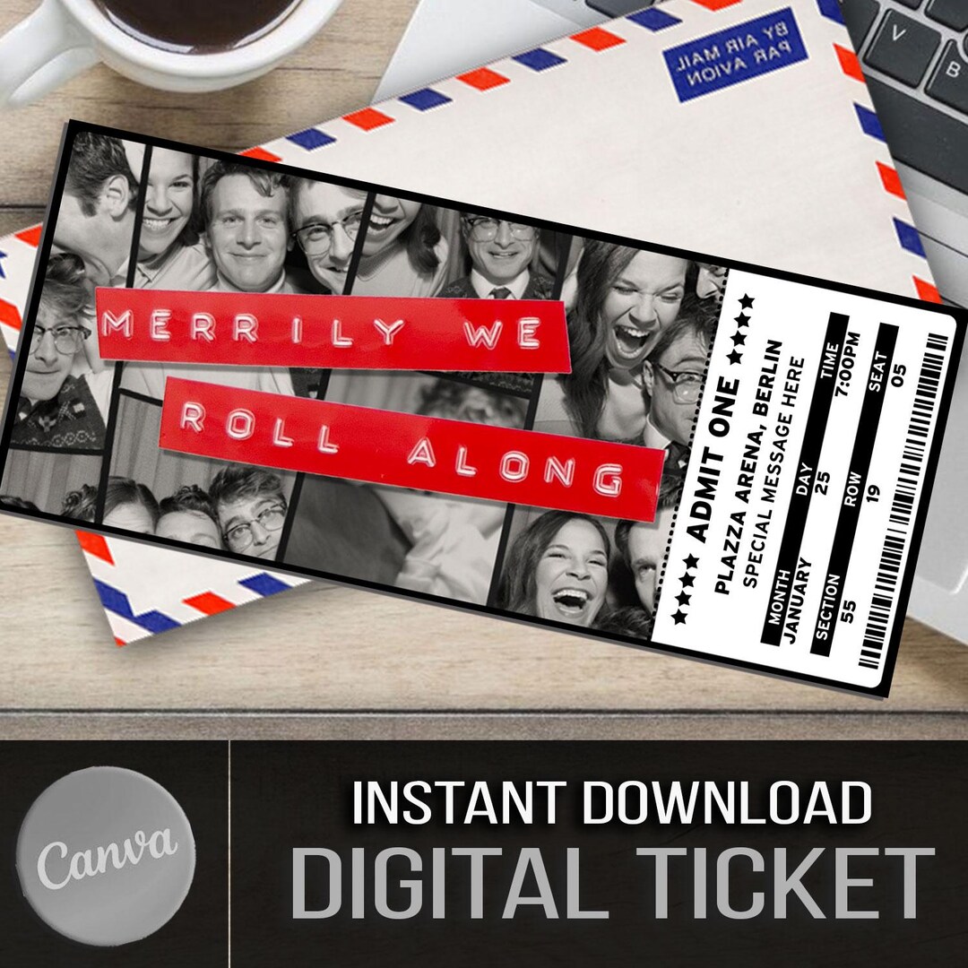 Printable Merrily We Roll Along Musical Theatre Ticket, Personalized ...
