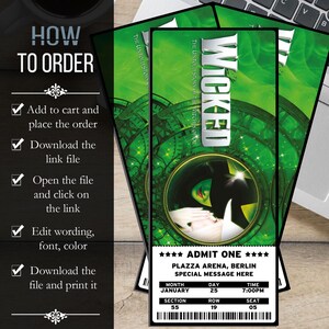 Wicked Broadway Surprise Ticket: Editable Theater Souvenir (digital ...