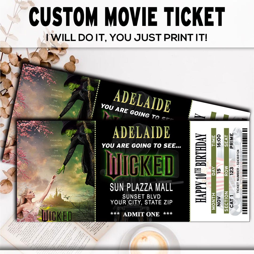 Customized Movie Ticket , Any Movie Ticket Stub, Custom Event Ticket ...