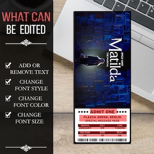 Printable MATILDA Musical Theatre Ticket, Personalized Gift Reveal ...