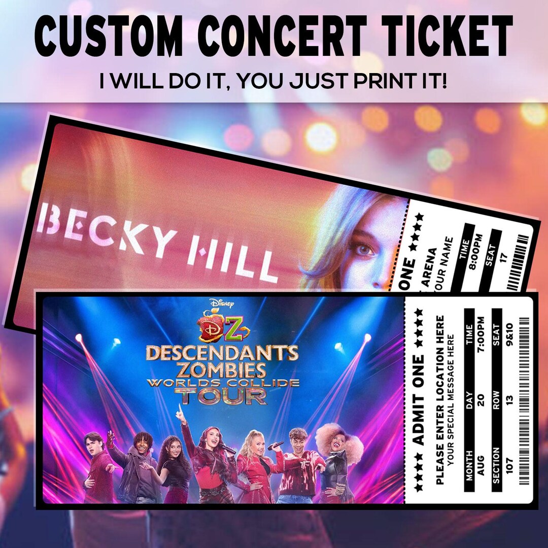 Horizontal Ticket Custom Personalized Concert Ticket Souvenir Item for ...