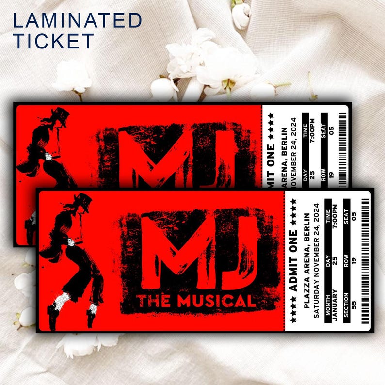 Personalized Laminated MJ the Musical Souvenir Ticket - Etsy