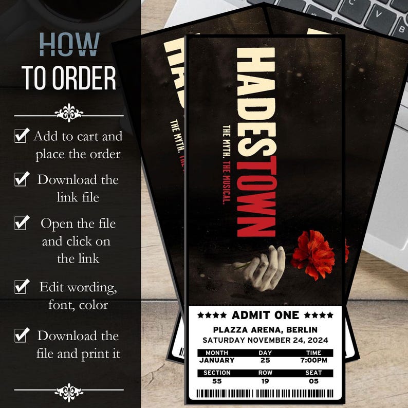 Editable Hadestown Broadway Ticket | Surprise Souvenir (canva Digital ...