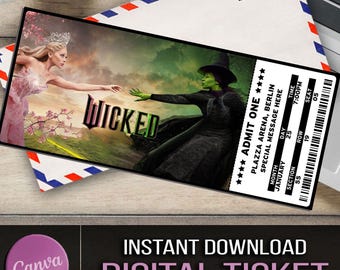 Printable WICKED Broadway Surprise Ticket, WICKED Musical Collectible ...