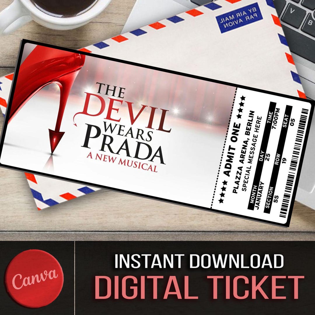 Printable the Devil Wears Prada Broadway Surprise Ticket, the Devil ...