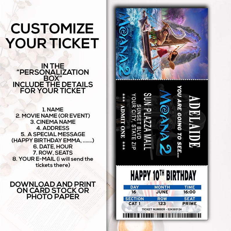 Custom Printable Movie Ticket: Surprise Event Gift (digital Download ...