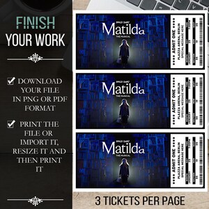 Printable MATILDA Musical Theatre Ticket, Personalized Gift Reveal ...