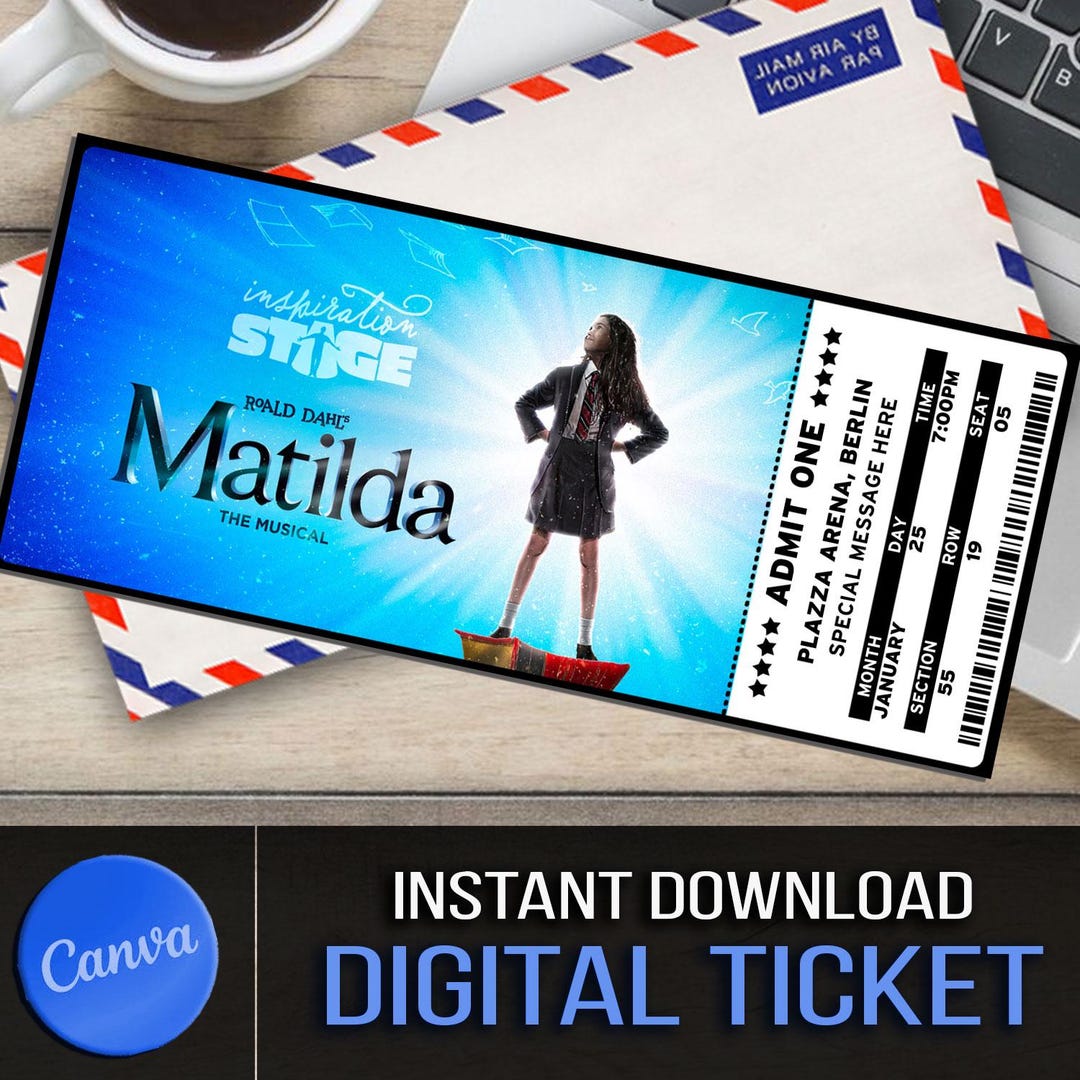 Printable Matilda Broadway Ticket | Editable Souvenir (digital Download ...