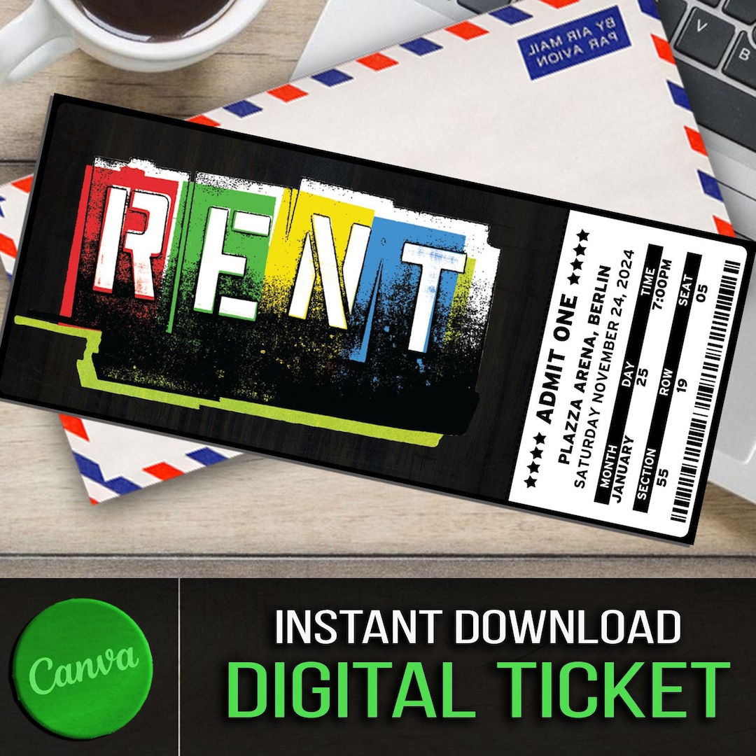 RENT Broadway Ticket: Editable Theater Souvenir (digital Download) - Etsy