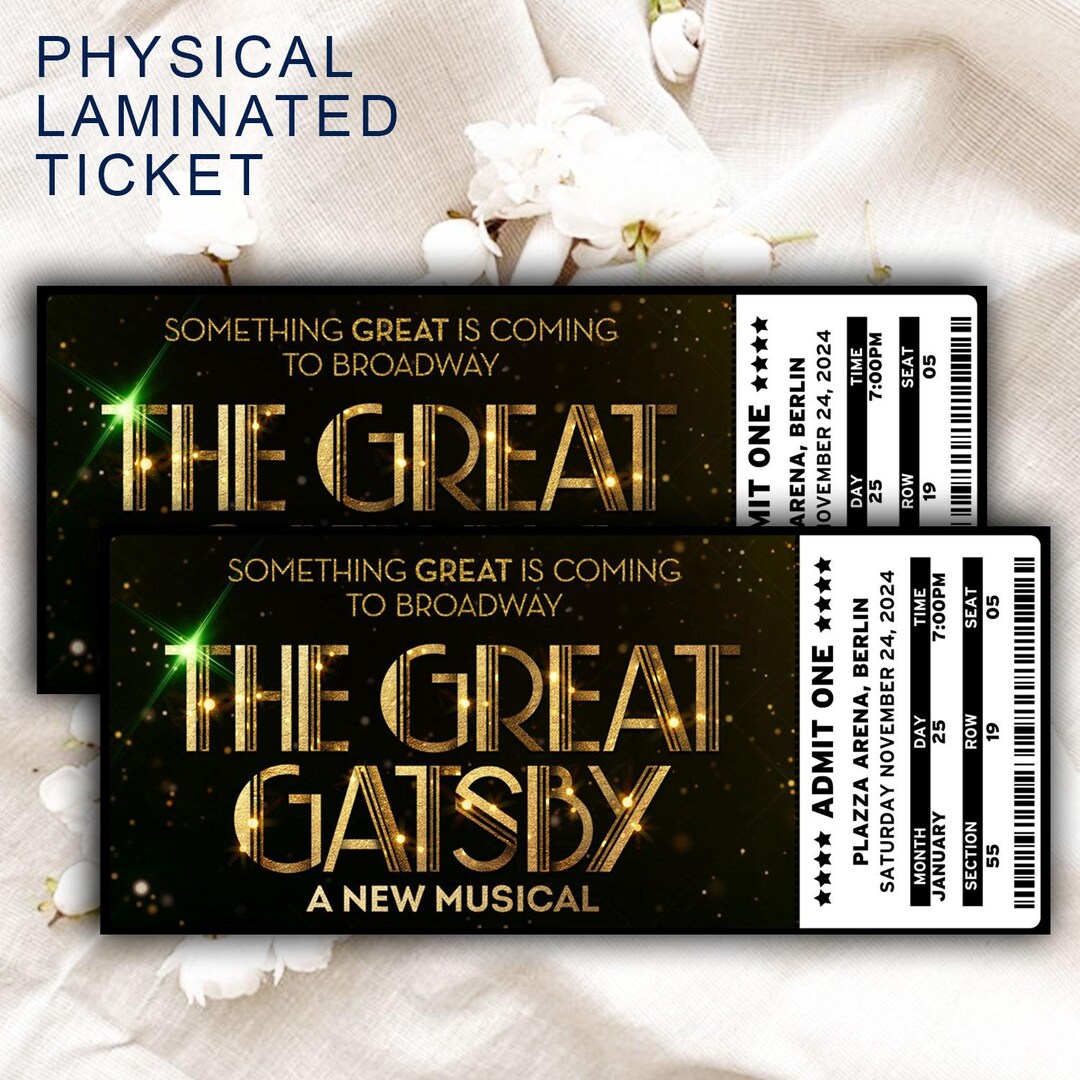 Physical Laminated Musical the Great Gatsby Theatre Ticket, West End ...