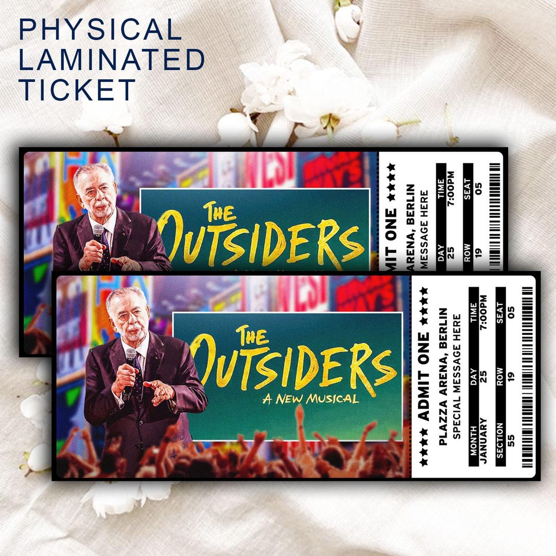 Personalized Laminated 'the Outsiders' Musical Ticket: Broadway West ...