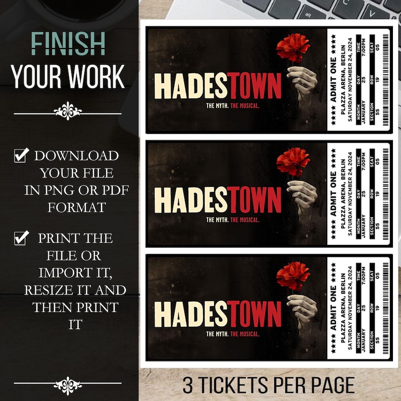 Editable Hadestown Broadway Ticket | Surprise Souvenir (canva Digital ...
