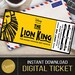 Printable Lion King Ticket | Editable Lion King Tickets | Musical Fake ...