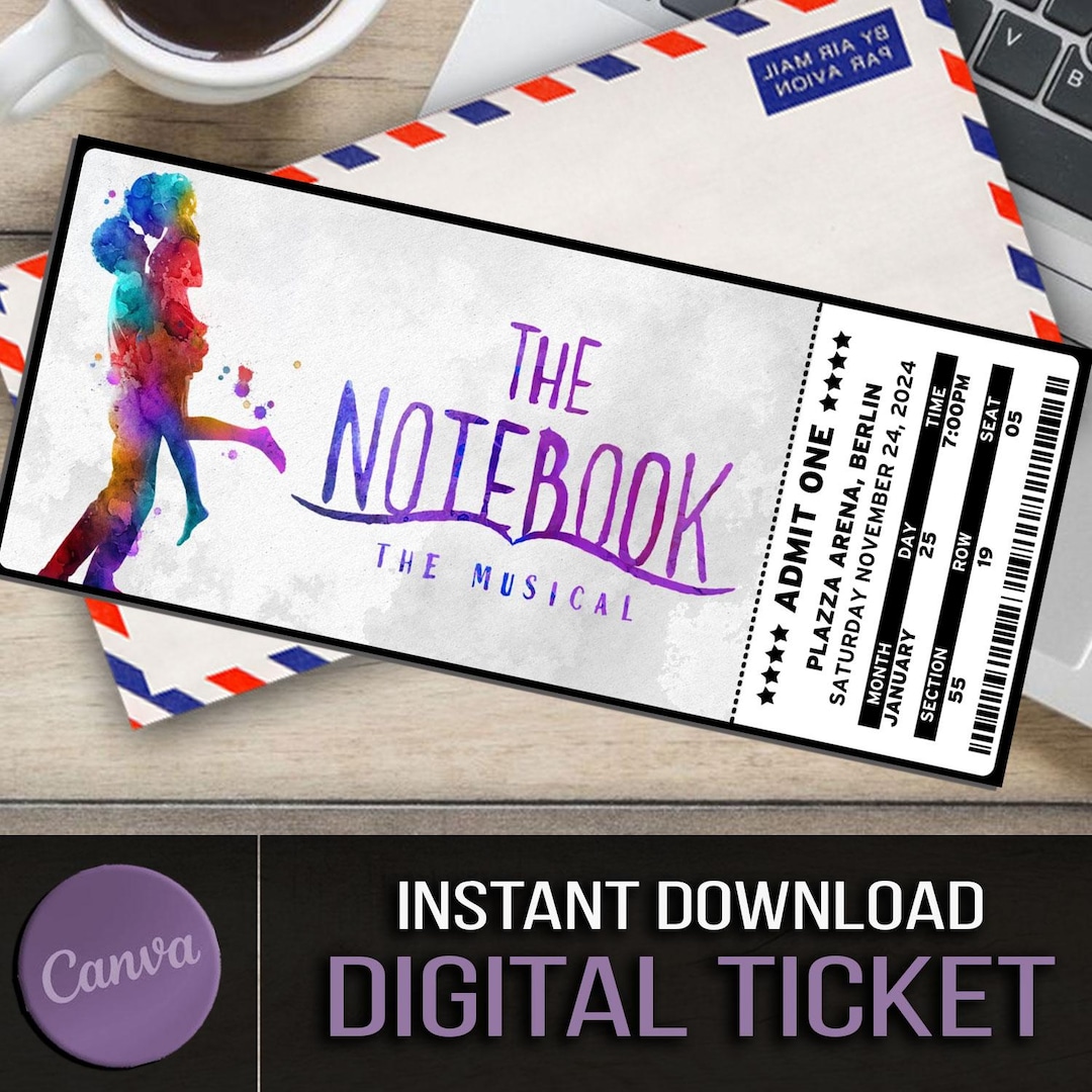 The Notebook Broadway Ticket, Collectible Souvenir (digital Download ...