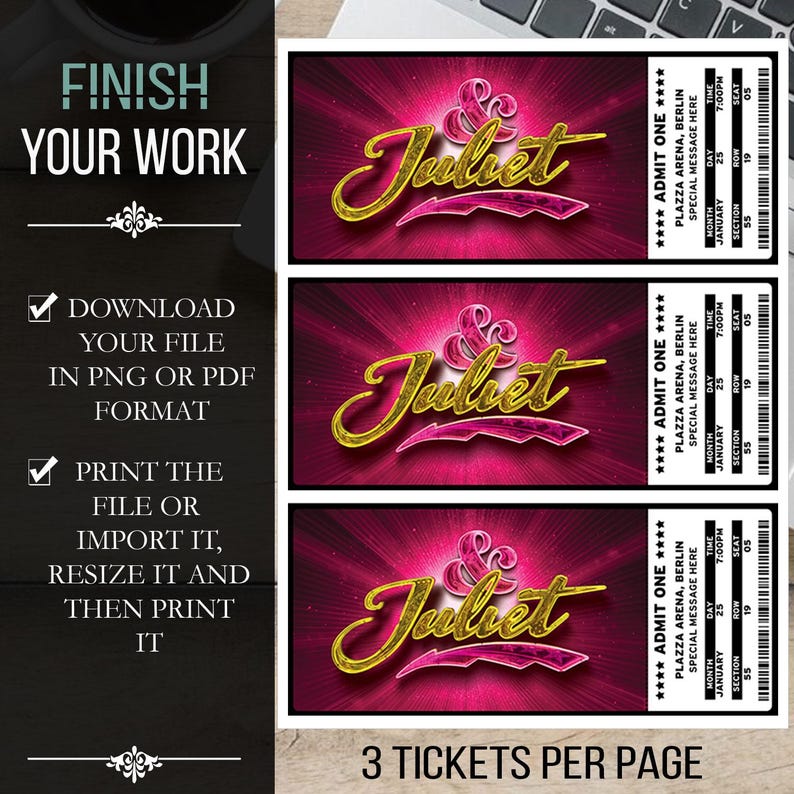 Printable Juliet Broadway Surprise Ticket, and Juliet Musical ...