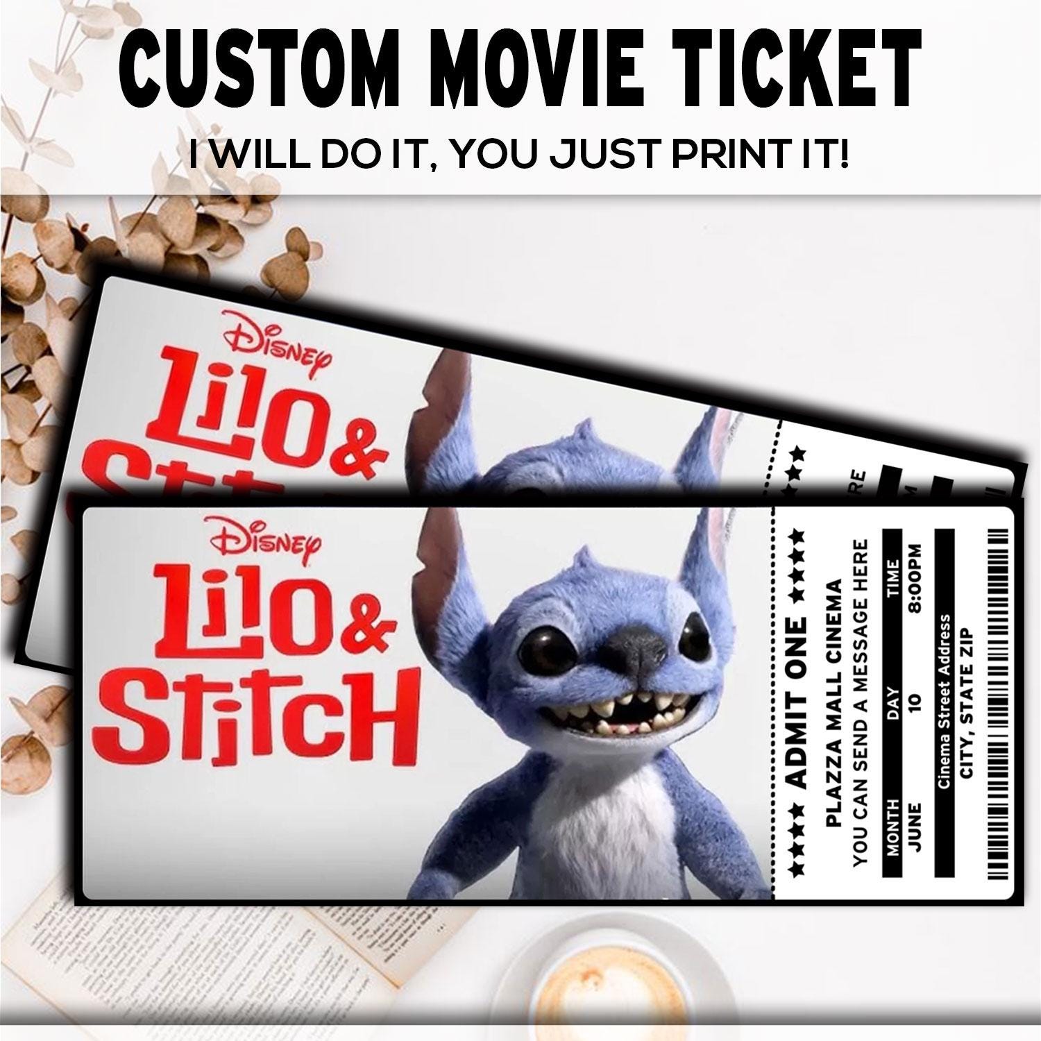 Lilo and Stitch Movie Ticket Template: Custom Printable Gift (digital ...