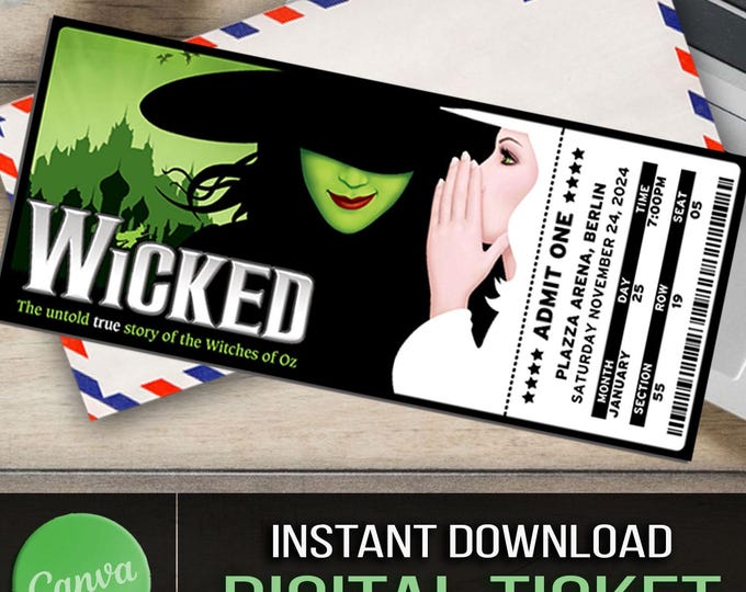 Physical Wɪᴄᴋᴇᴅ Broadway Musical Show Ticket, Broadway Surprise Ticket ...