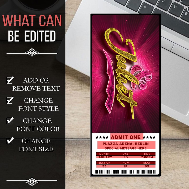 Printable Juliet Broadway Surprise Ticket, and Juliet Musical ...