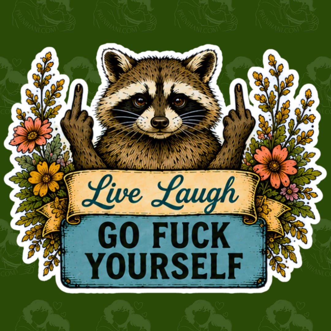 Raccoon Sticker, Sarcastic Floral Decal, Dark Humor Gift - Etsy