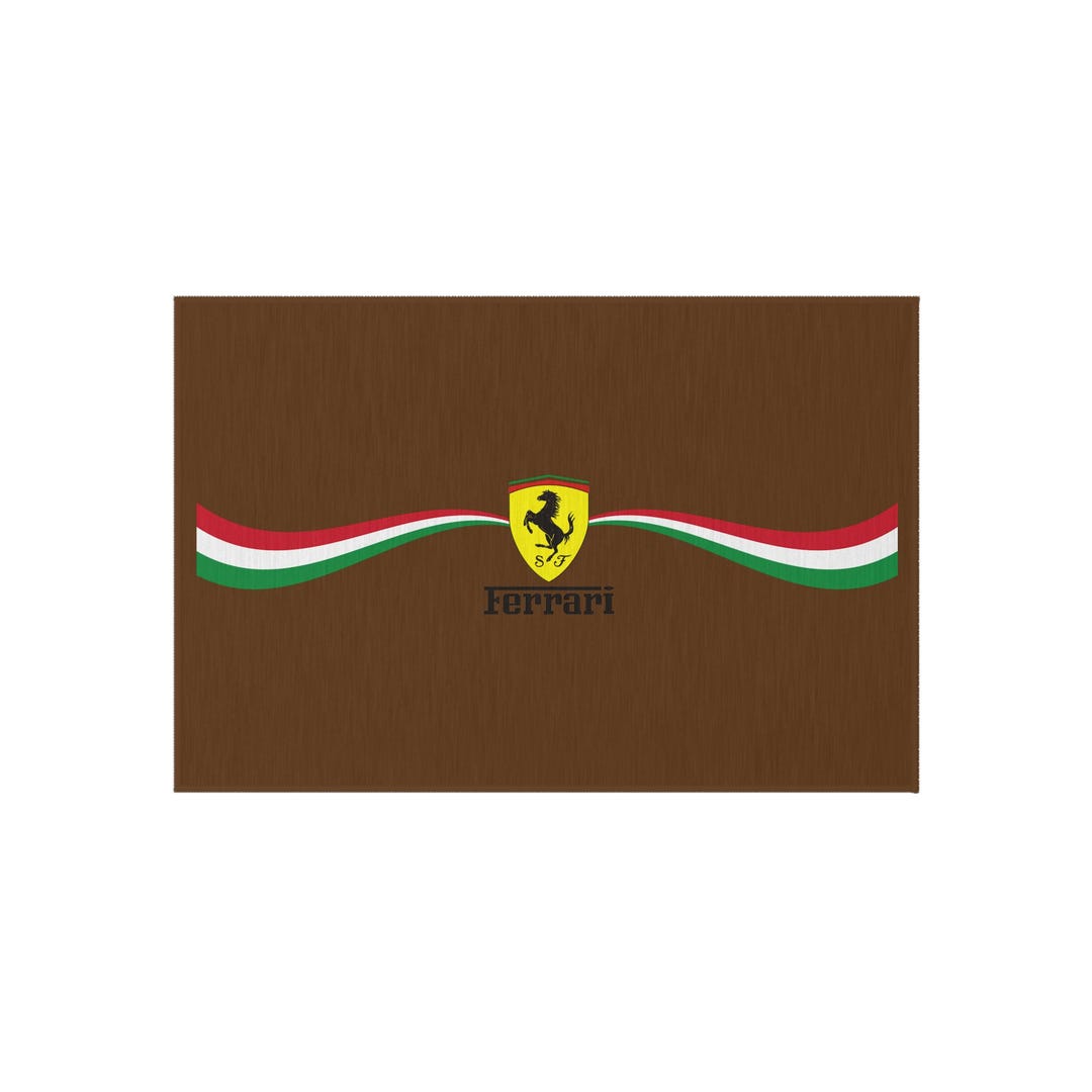 Ferrari Outdoor Rug, Racing Car Home Decor, Red Sports Car Area Rug ...