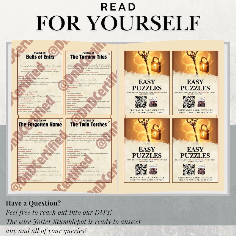 50+ Dnd Puzzle Cards for 5e - Printable Challenges for Dungeon Masters ...