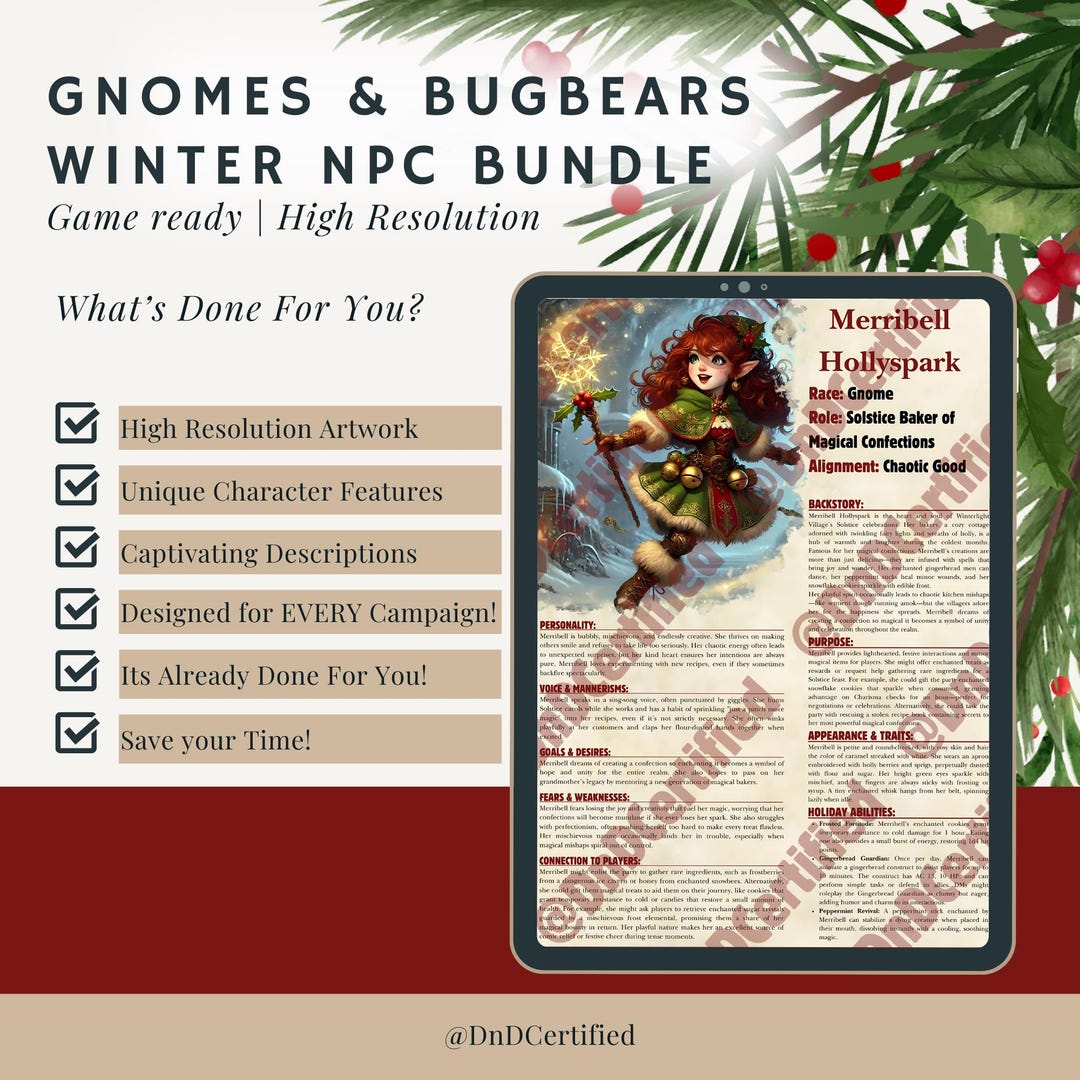 Winter NPC Bundle: Gnomes & Bugbears for Dnd 5e (digital Download) - Etsy