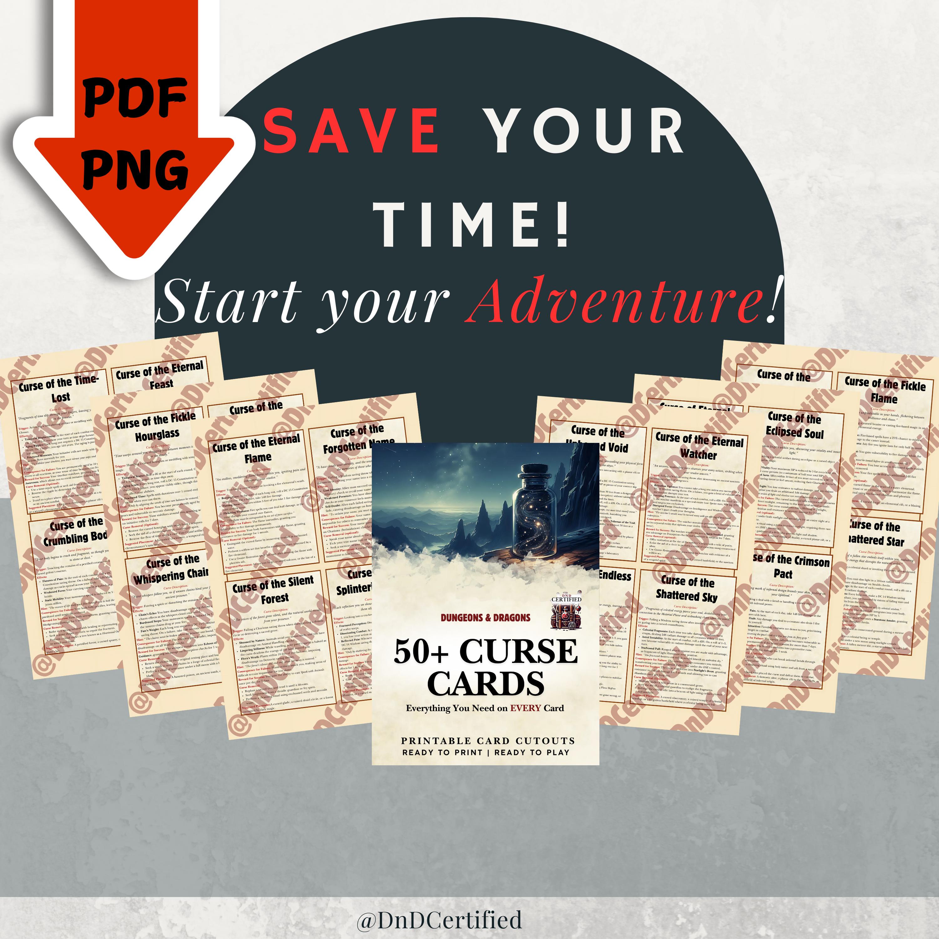 D&D Curse Cards: 50+ Printable Dungeon Master Tools (PDF) - Etsy