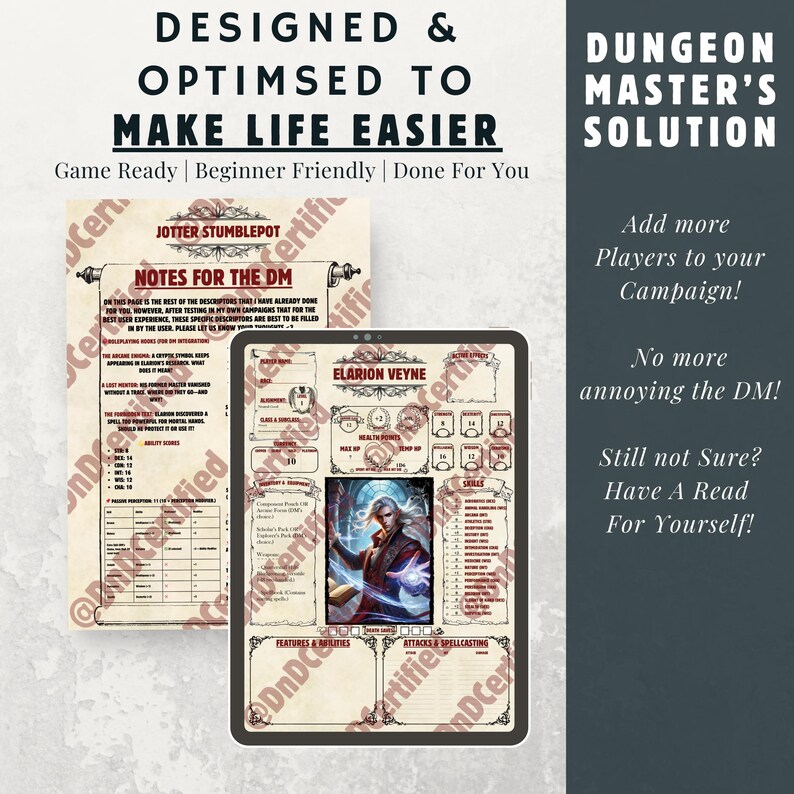 Pre-made Dnd 5e Character Sheet and Tracker D&D Editable / Printable ...