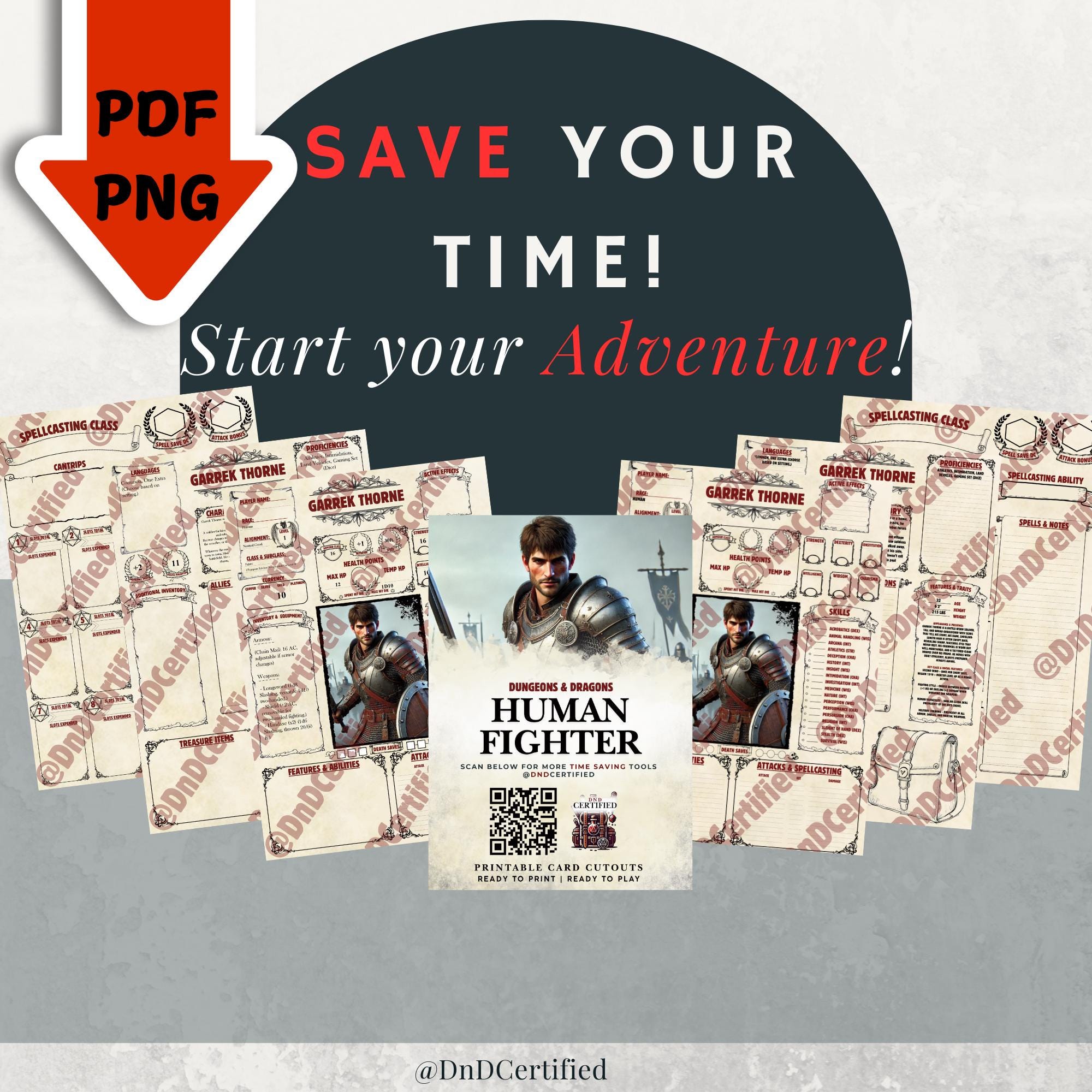 Dnd 5e Human Fighter Character Sheet: Printable RPG (PDF) - Etsy