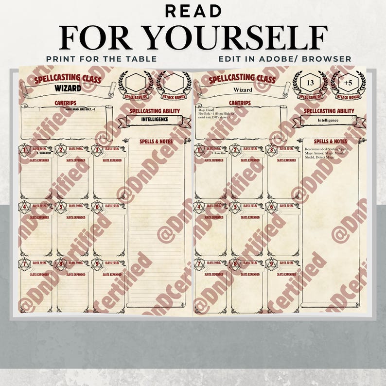 Pre-made Dnd 5e Character Sheet and Tracker D&D Editable / Printable ...